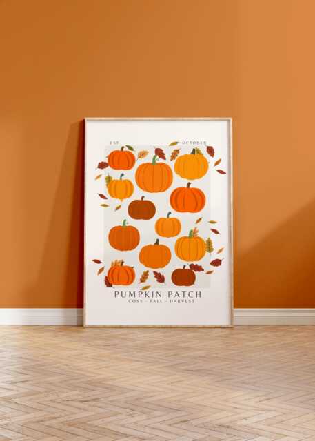 Pumpkin Patch Print, Halloween, Poster, Autumn, Fall Decor, Burnt ...