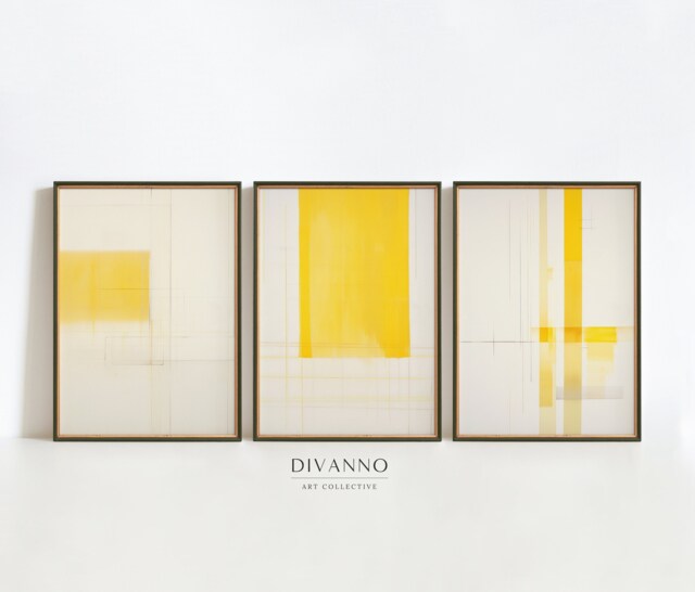 Set Of 3 Abstract Neutral Prints, Geometrical Muted Wall Decor, Vintage ...