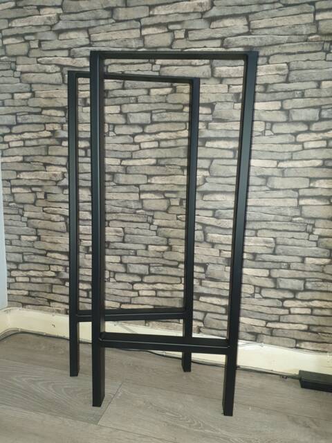 Set Of 2 H Frame Style Industrial Steel Console Breakfast Bar Table ...