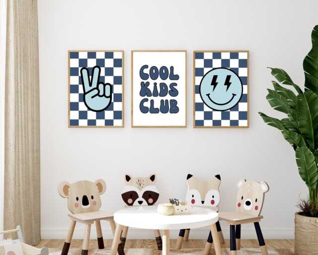 Set Of 3 Cool Kids Club Prints. Boys Bedroom Wall Decor Pictures ...