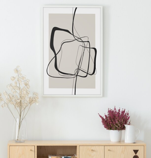 Abstract Line I, Neutral Line Print, Abstract Art, Modern Griege, Wall ...