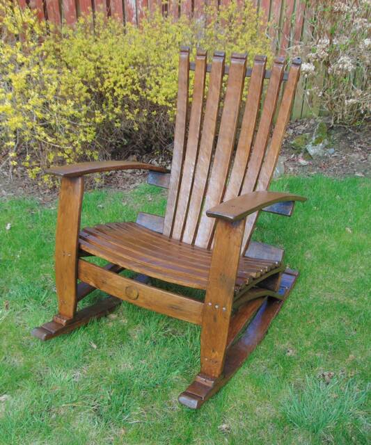 Adirondack Style Rocking Chair - Garden/Patio Chair Made From Oak ...