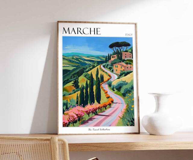 Marche Italy Travel Poster Italian Landscape Art Print by Etsy ...