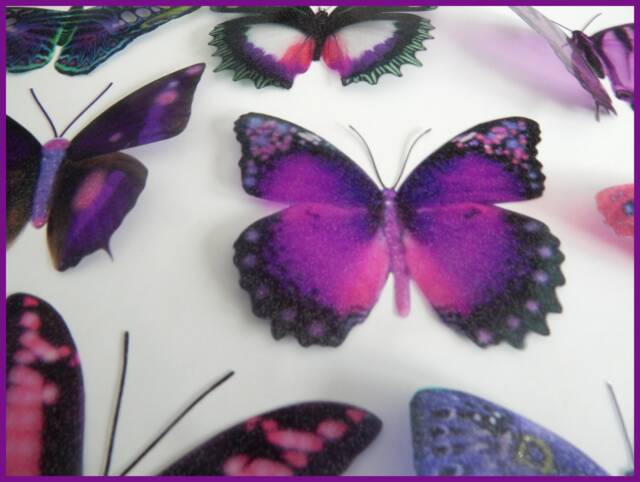 Purple Fantasy Butterflies, 3D Wall Art Stickers. Handcrafted ...