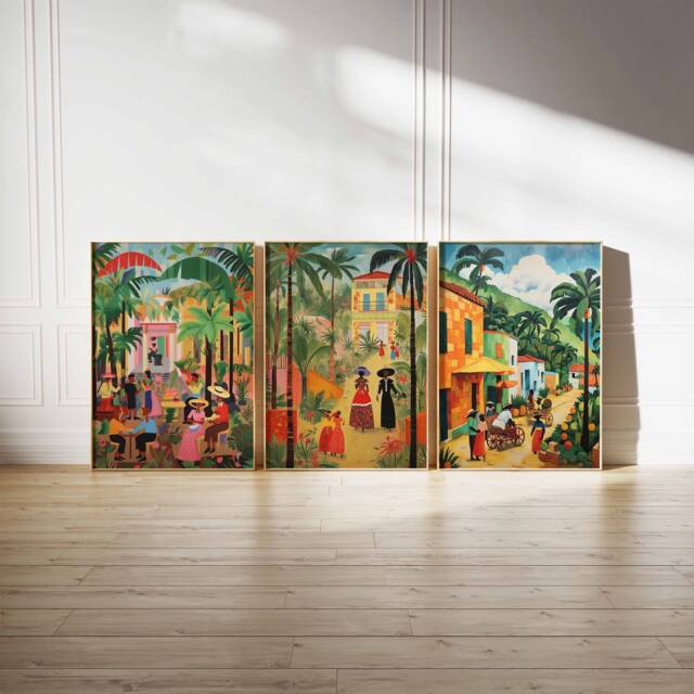 Set Of 3 Cuba Travel Posters, Vintage Art, Havana Print, Caribbean Wall ...