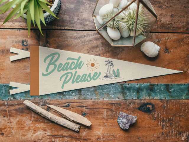 Beach Please Felt Pennant - Vintage Camp Banner, Inspirational Surf ...