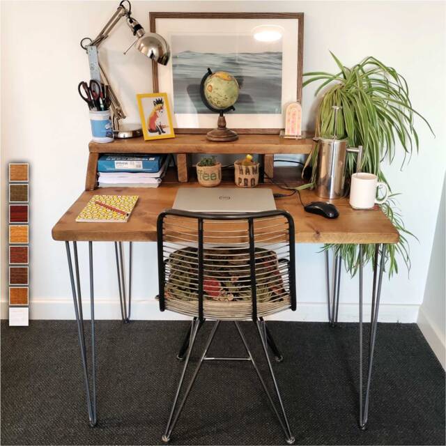 Rustic Wood Desk, Handmade Computer Monitor Stand, Pinewood Work ...