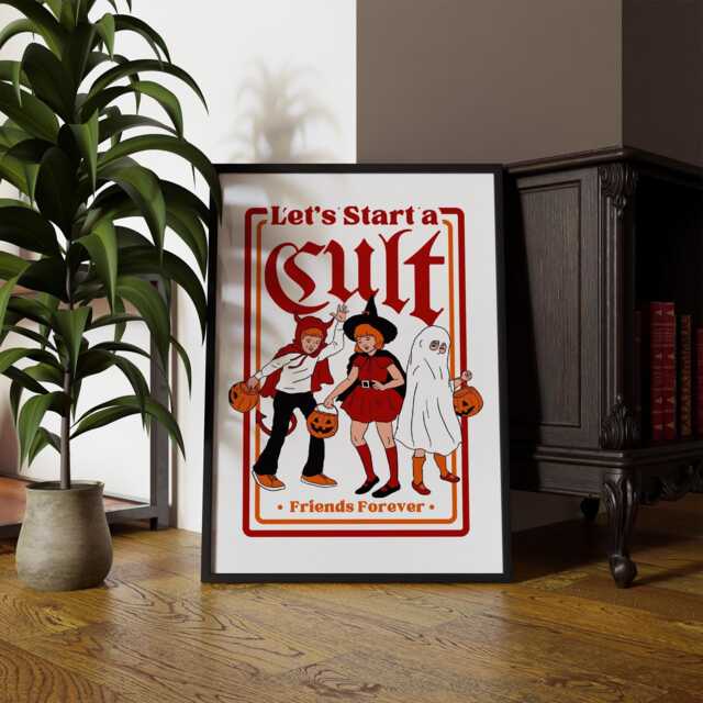 Let's Start A Cult - 01 Poster Retro Halloween Print, Dark Humour Wall ...