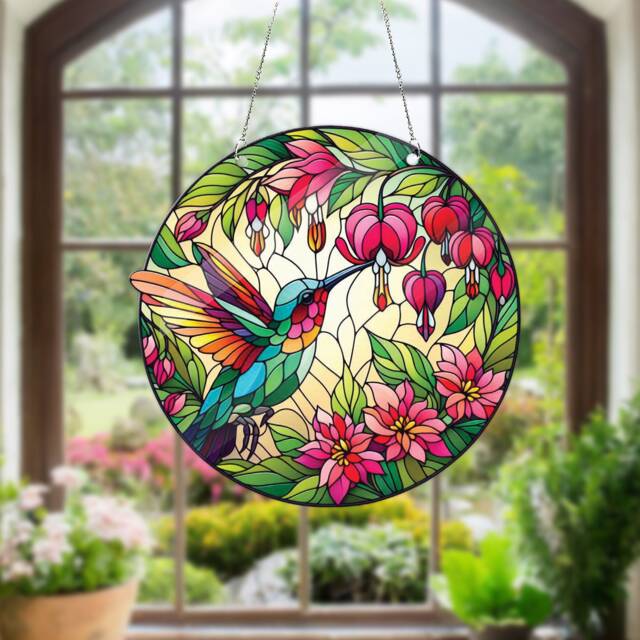 Hummingbird & Bleeding Heart Acrylic Window Hanging, Wall Art, Acrylic ...