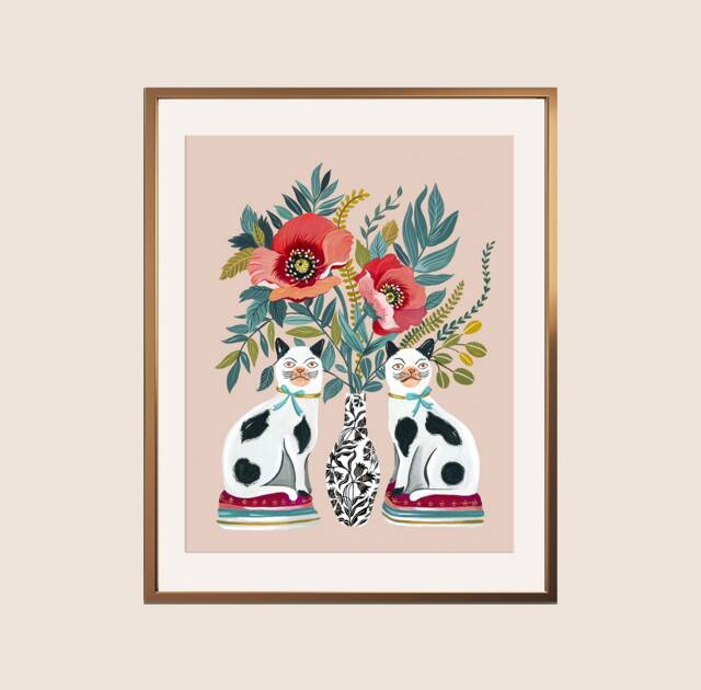 staffordshire Cats Art Print - Cat Wall By Christine De Carvalho by ...