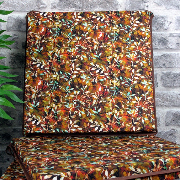 Autumn Leaf Square Chair Pads, Rustic Bistro Kitchen Decor, Set Of 4 by ...