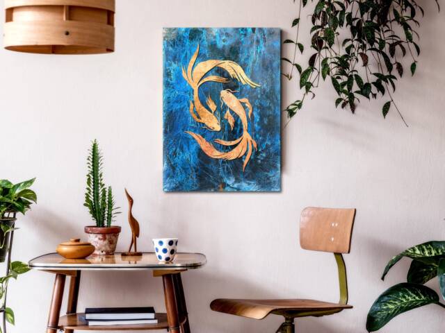 Koi Fish Wall Decor, Art Copper, Copper Decoration, Patinated Unique ...