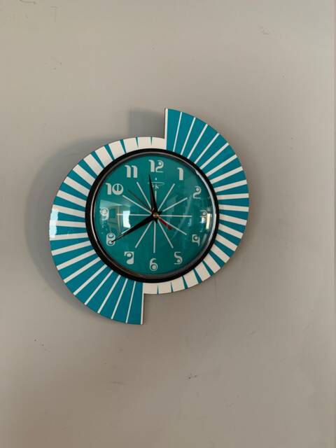Colour Etched Lucite Formica Wall Clock From Royale - Midcentury ...