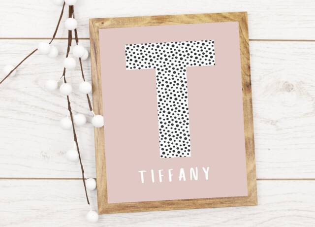 Nursery Print Initial-Personalised Custom Nursery D??cor-Black & White ...