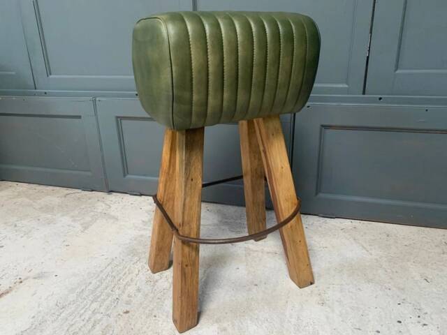 New Boxed Large Vintage Industrial Style Ribbed Leather Pommel Horse ...
