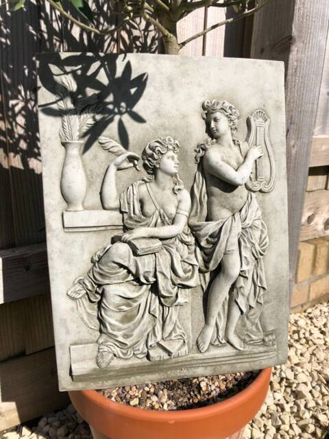 Large Roman Ladies Hanging Stone Plaque - Outdoor Greek Lady Wall Art ...