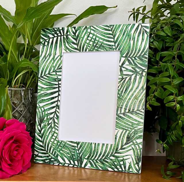 Palm Leaf Decoupaged Photo Frame, Jungle Tropical Leaves Picture Wooden ...