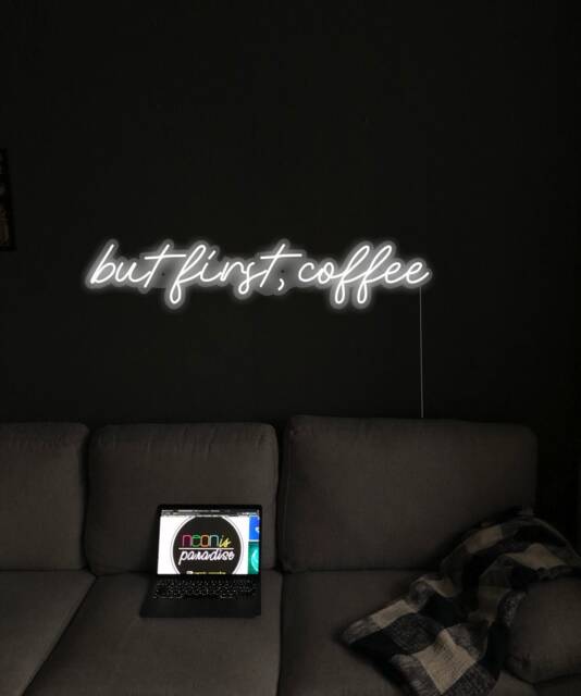 But First Coffee Neon Sign, Coffee Shop, Cafe Wall Decor, Cup Of Led ...
