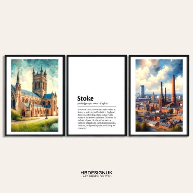 stoke On Trent Poster Prints - Set Of 3 Posters - Vintage Wall Art ...