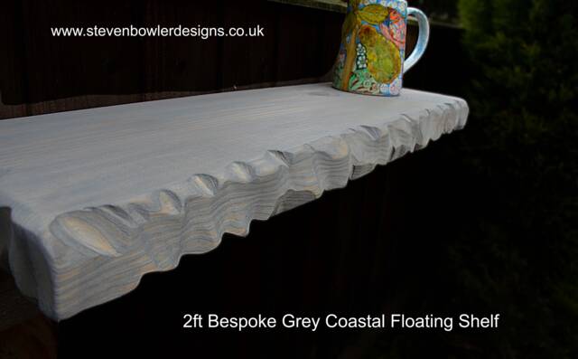 Coastal Cottage Light Grey Floating Shelf Decorative Edging Different ...