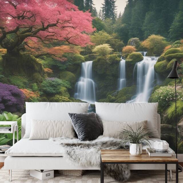 Waterfall Scenery Wallpaper Mural, Peel & Stick Decal by Etsy ...