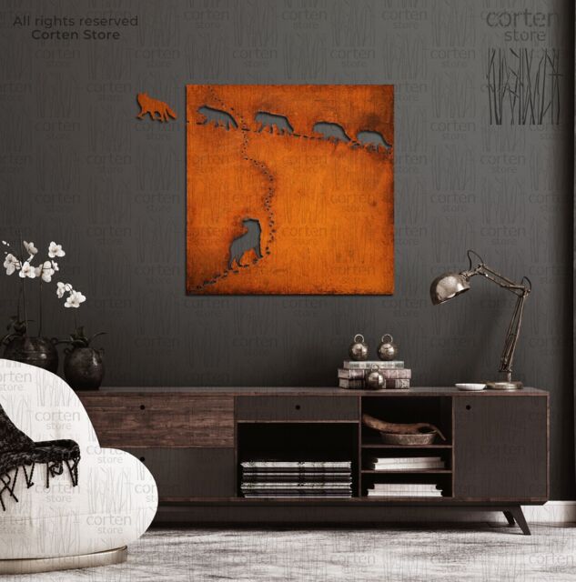 Industrial Wall Decor Wolves. Group Of Wolfes Metal Art. Artistic ...
