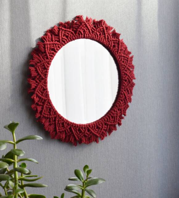 "Macrame Mandala Mirror ""Red Wine" by Etsy | ufurnish.com