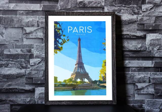 Eiffel Tower Poster, Print, Custom Paris Art Travel Painting, Wall Art ...