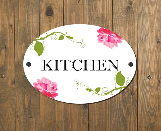 Shabby Chic Door Sign - Kitchen Bedroom Style Floral Design Plaque For ...