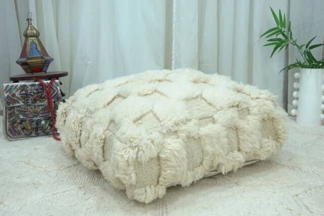 Handmade Moroccan Ottoman Pouf, Kilim Pouf, Checker Ottoman, Berber ...