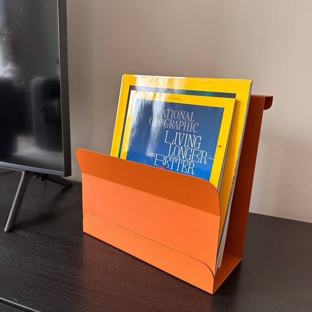 Orange Metal Desk Organizer, Sturdy Magazine Holder, Brochure File ...