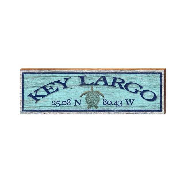 Key Largo Sea Turtle Blue Latitude Longitude - Wall Art Print On Real ...