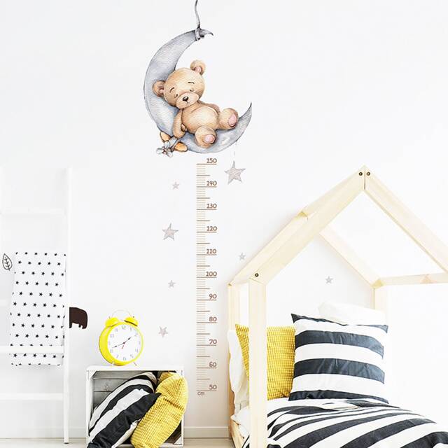 Cartoon Height Stickers, Sleeping Bear Wall Children's Room Decoration ...