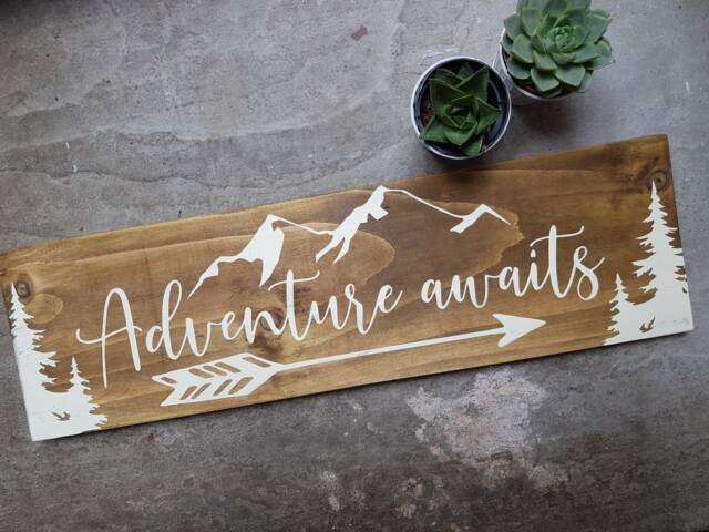 Adventure Awaits-Wall Art-Wood Sign-Wall Decor-Inspirational-Quote ...