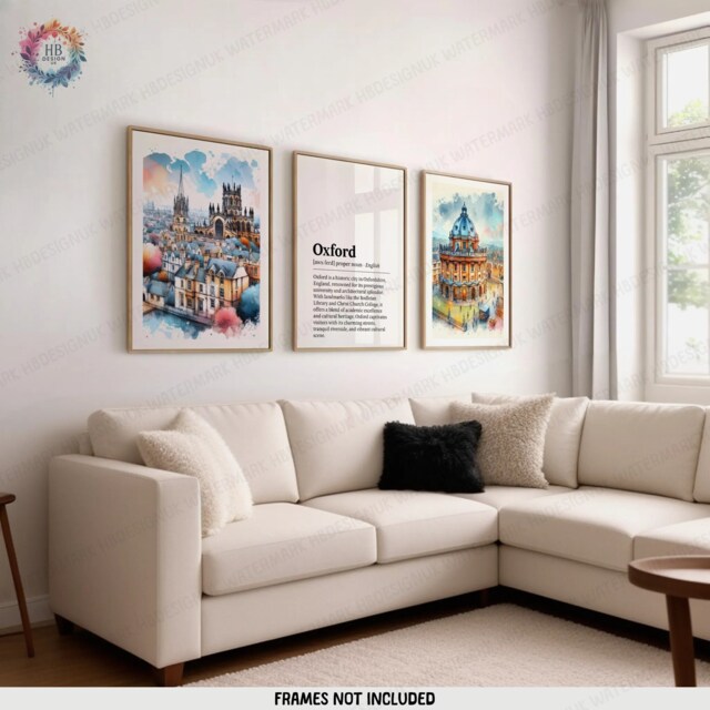 Oxford Poster Prints - Set Of 3 Posters - England Travel Wall Art UK ...