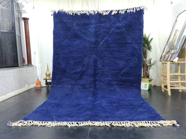 Fabulous Beniourain Rug, Moroccan Rug 6x10, Berber Rug, Geometric Dark Royal Blue Rug, Area Wool ...
