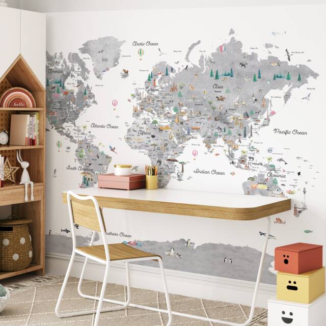 Educational World Map Wall Decal Kids Nursery Decor Art by Etsy ...