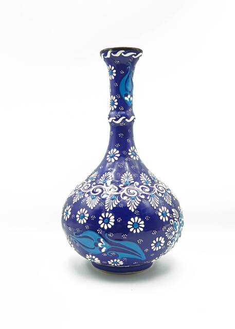 12 Inches Ceramic Vase , Blue Decorative Pottery Turkish Handcraft Home ...