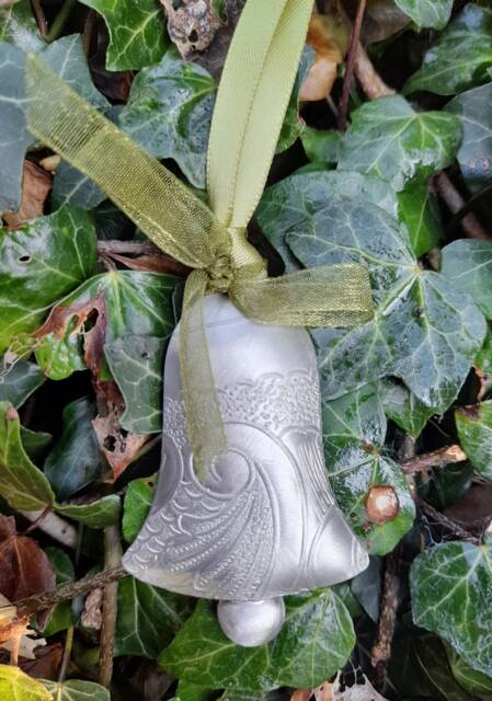 Christmas Bell Decoration With Embossed Victorian Scroll Pattern by ...