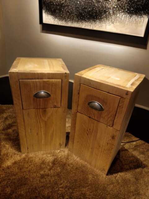 Pair Of Rustic Bedside Tables - 2 Matching Draw Plant Stands, Hallway ...