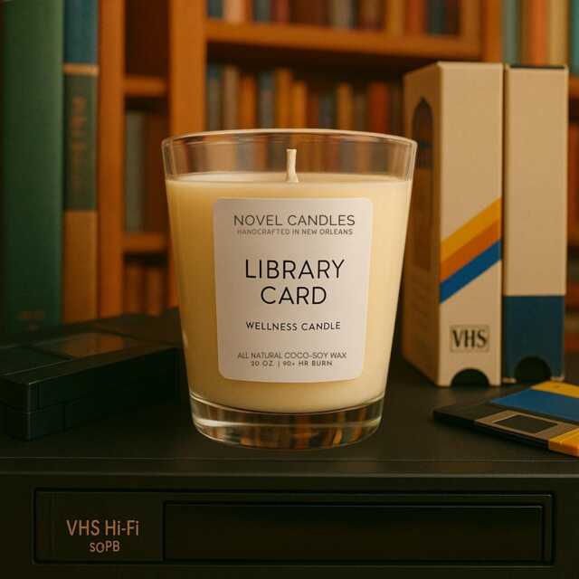 Library Card Wellness Candle Old Book Pages Scented Bookish Handmade ...