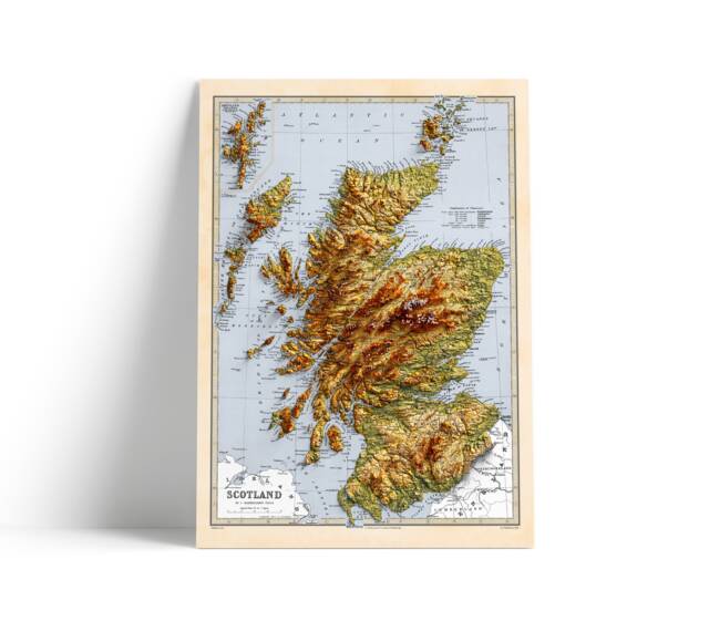 Vintage Map Of Scotland - Topographic Bartholomew Print 1871 2D Retro ...