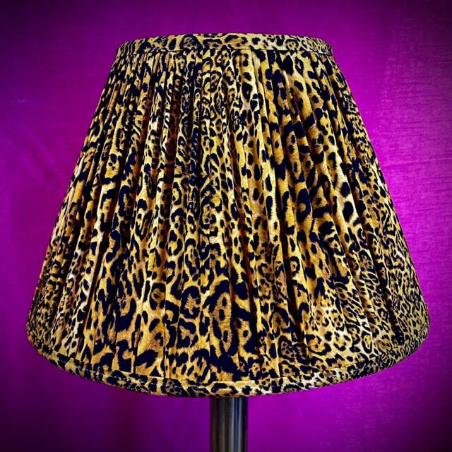 Gathered Leopard Animal Print Pleated Fabric Lampshade For Bedside ...