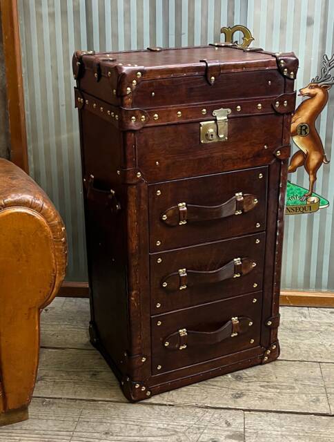 Luxury Handmade Tall Boy Leather 3 Draw Console End Table Trunk by Etsy ...