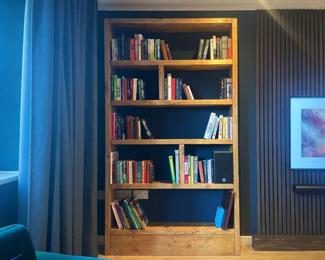 Rustic Bookcase - Industrial Reclaimed Shelf Unit Scaffold Board Style ...