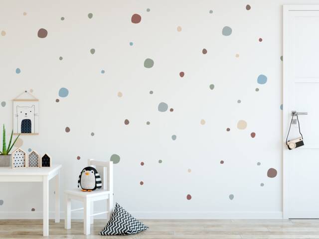 Earth Neutral Polka Dot Wall Stickers Decals For Kids Rooms Children's ...