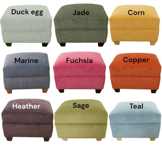 Oxford Small Footstool in Chenille Velvet Extra Seat Sturdy Wood Frame ...