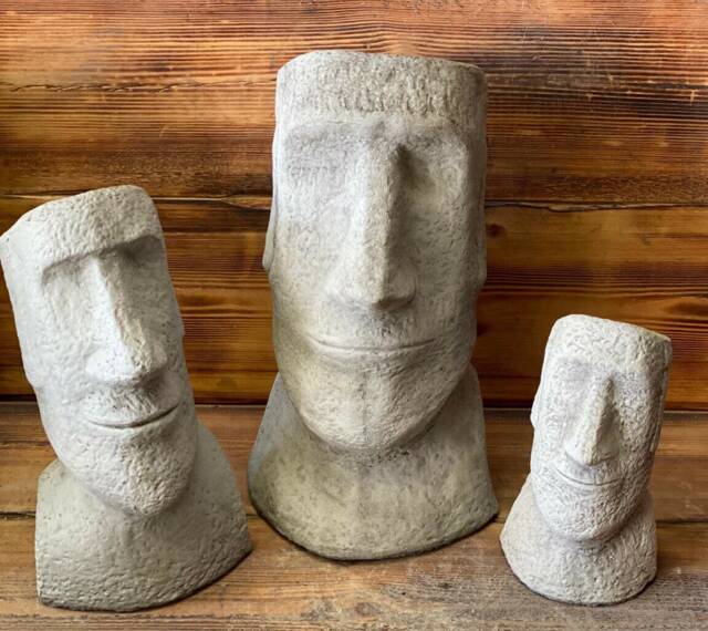 Stone Garden Set Of 3 Moai Easter Island Head Tiki Ornament Statues by Etsy | ufurnish.com