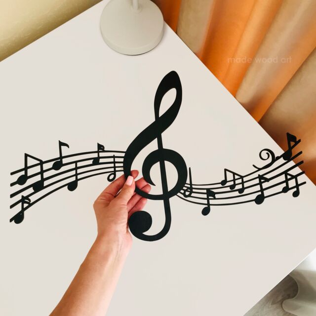 Music Notes Wall Art, Wooden Treble Clef Symbol, Gifts For Musicians ...