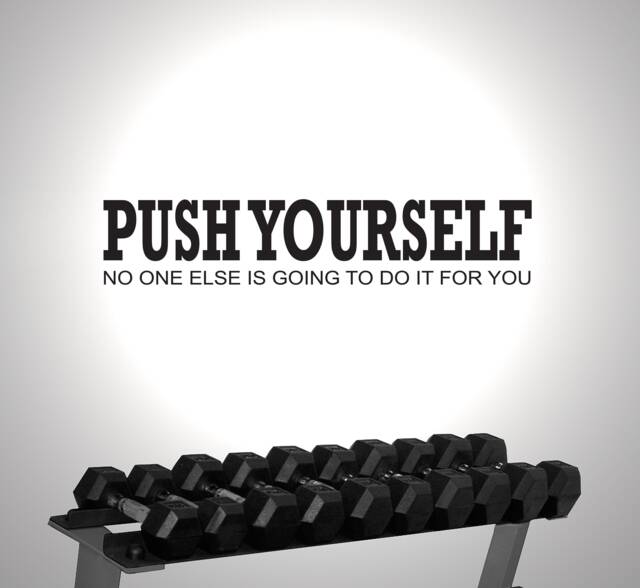 Push Yourself - Motivational Wall Sticker Contemporary Vinyl Decal Gym ...